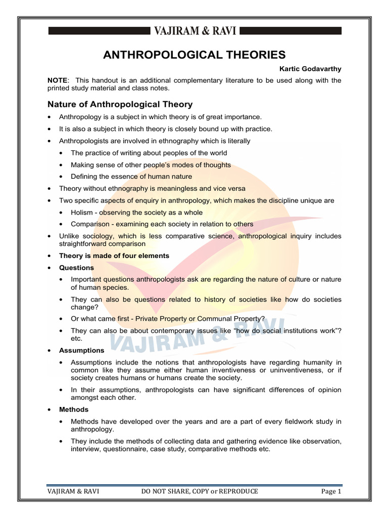 Anthropological Theory 01 | PDF | Anthropology | Sociocultural Evolution