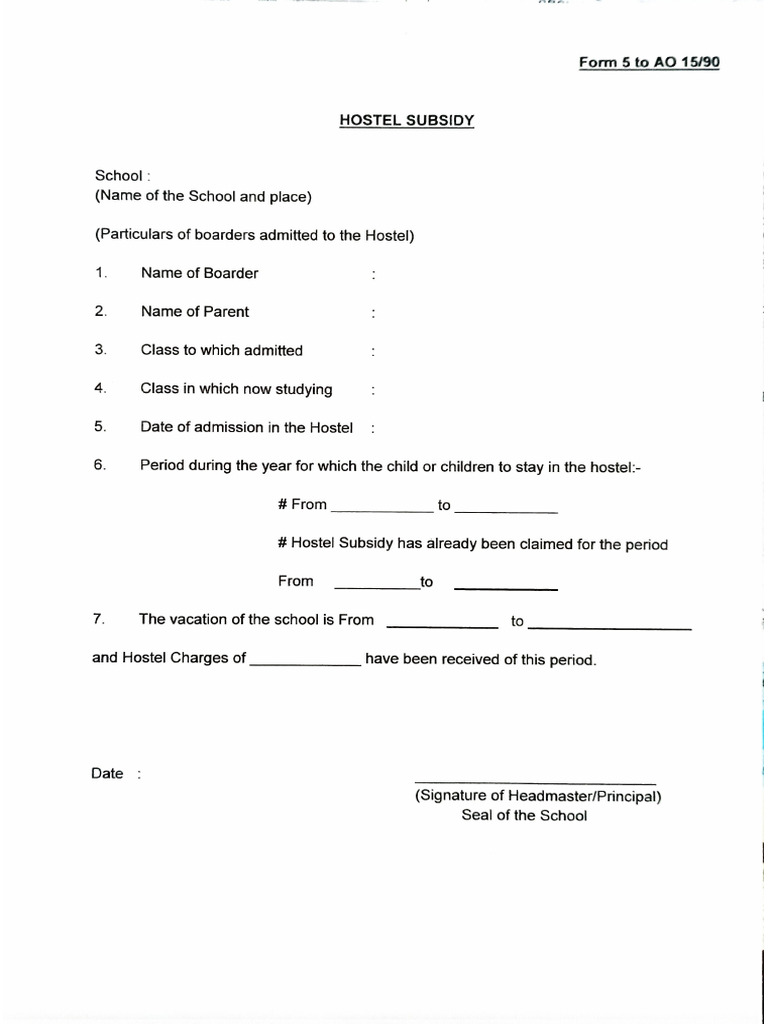 Hostel Subsidy | PDF