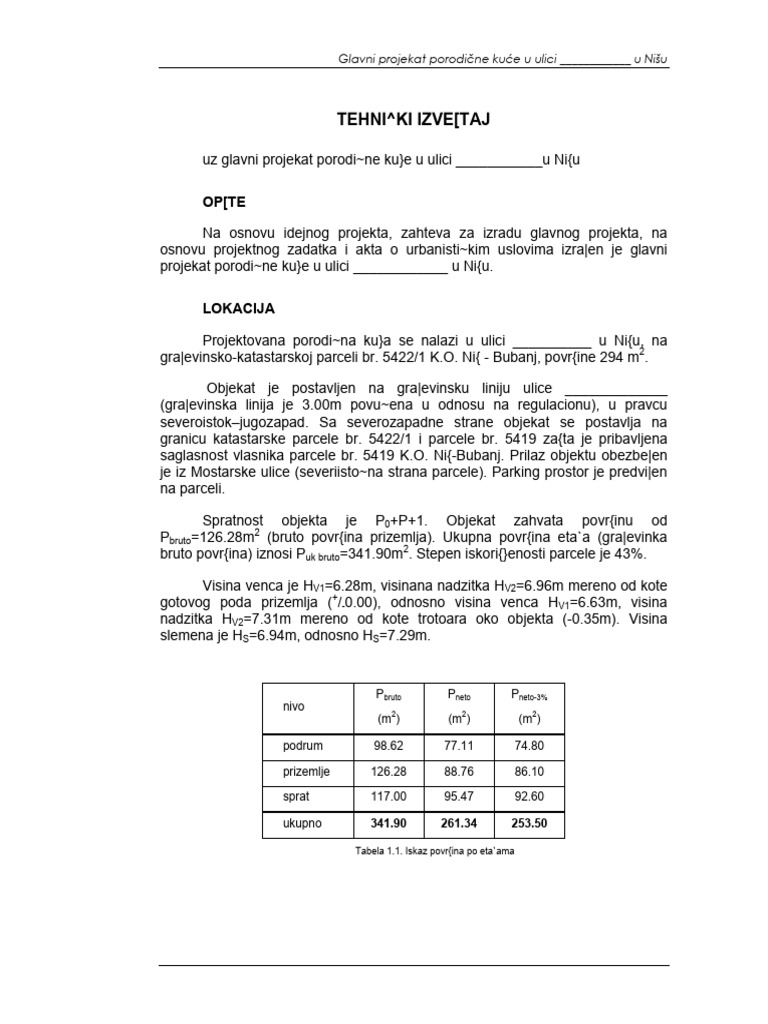 Tehnicki Izvestaj Za Tdip | PDF
