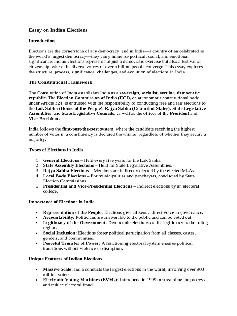 Indian Elections: Significance and Challenges | PDF | Elections | Group ...
