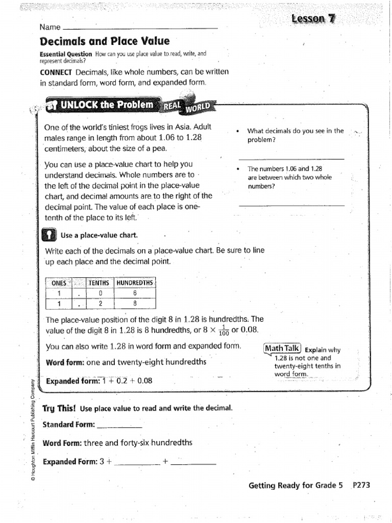Decimals 4TH GRADE | PDF