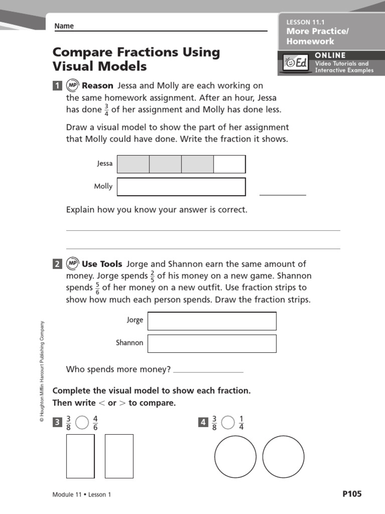 Compare Fractions Using Visual Models | PDF