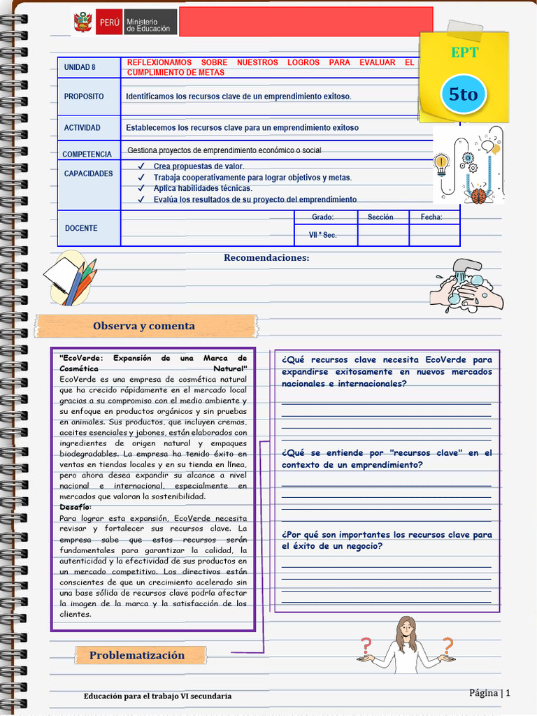 5º Ficha Ept. Unid 08 - Actv 04 | PDF | Iniciativa empresarial | Business