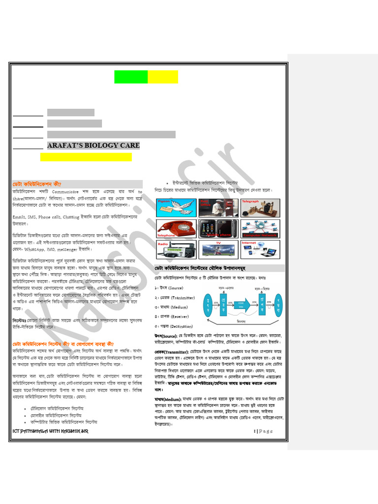 Ict CHPT 2 Note CQ MCQ | PDF