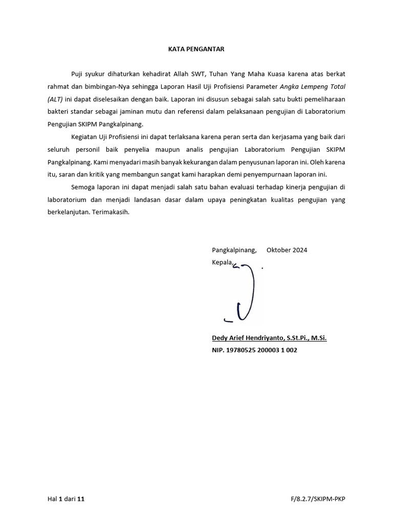 Laporan Uji Profisiensi ALT 2024 | PDF