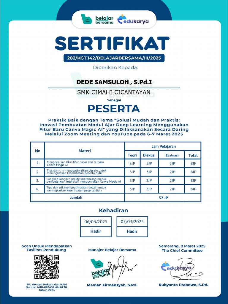 Belajar-Bersama - 2025 SERTI DEDE | PDF