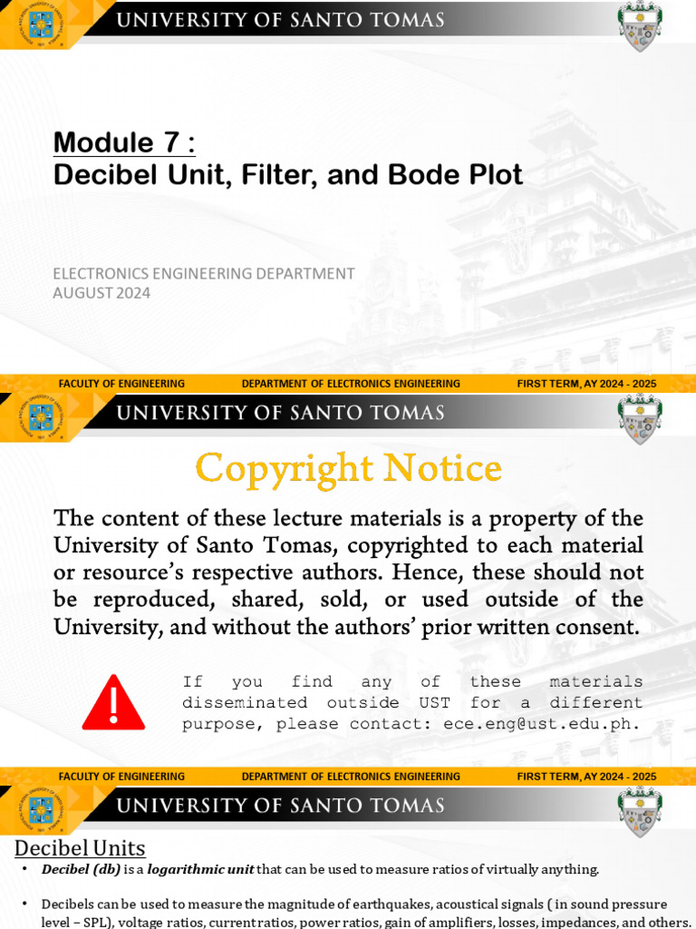 Module 7 - Decibel Units, FIlter, Bode Plot | PDF | Decibel | Electronic Filter