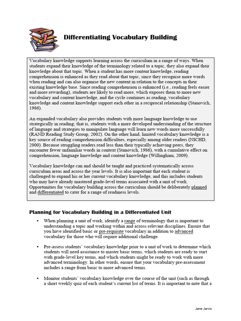 Effective Strategies for Vocabulary Building | PDF | Vocabulary ...