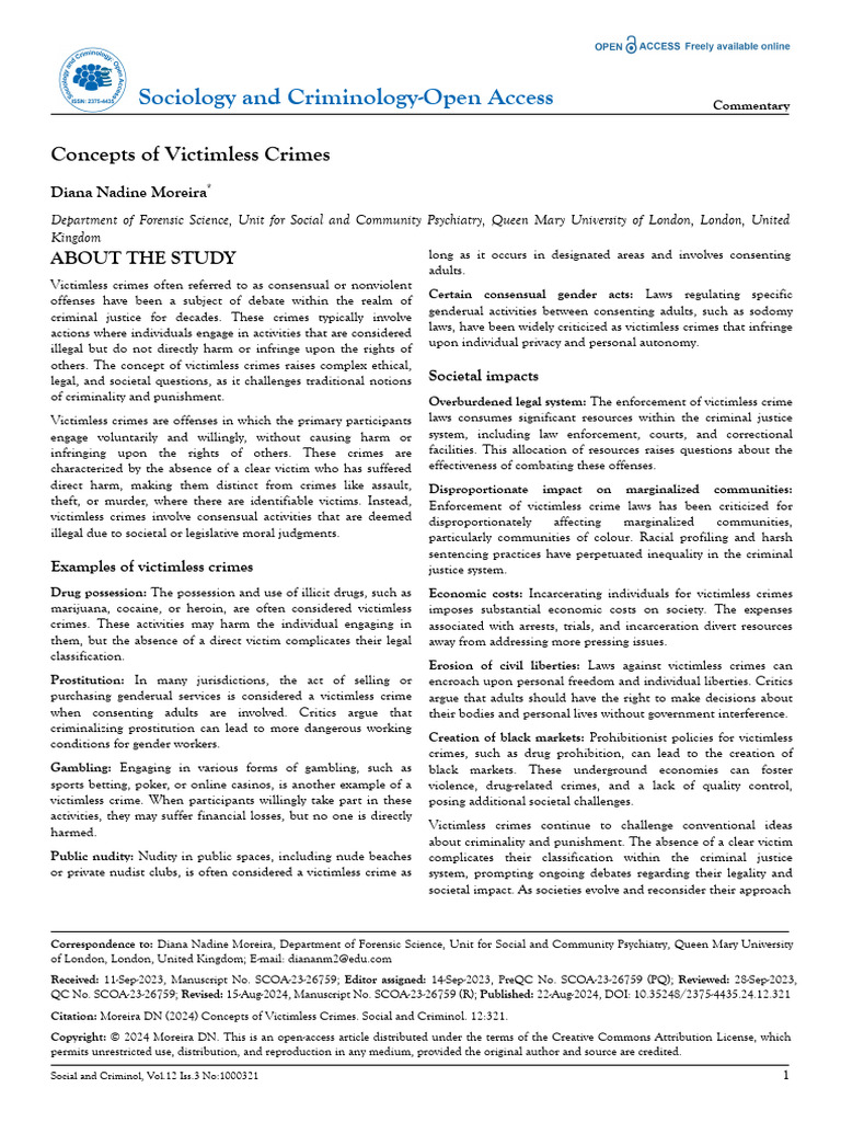 Concepts of Victimless Crimes | PDF | Crimes | Crime & Violence