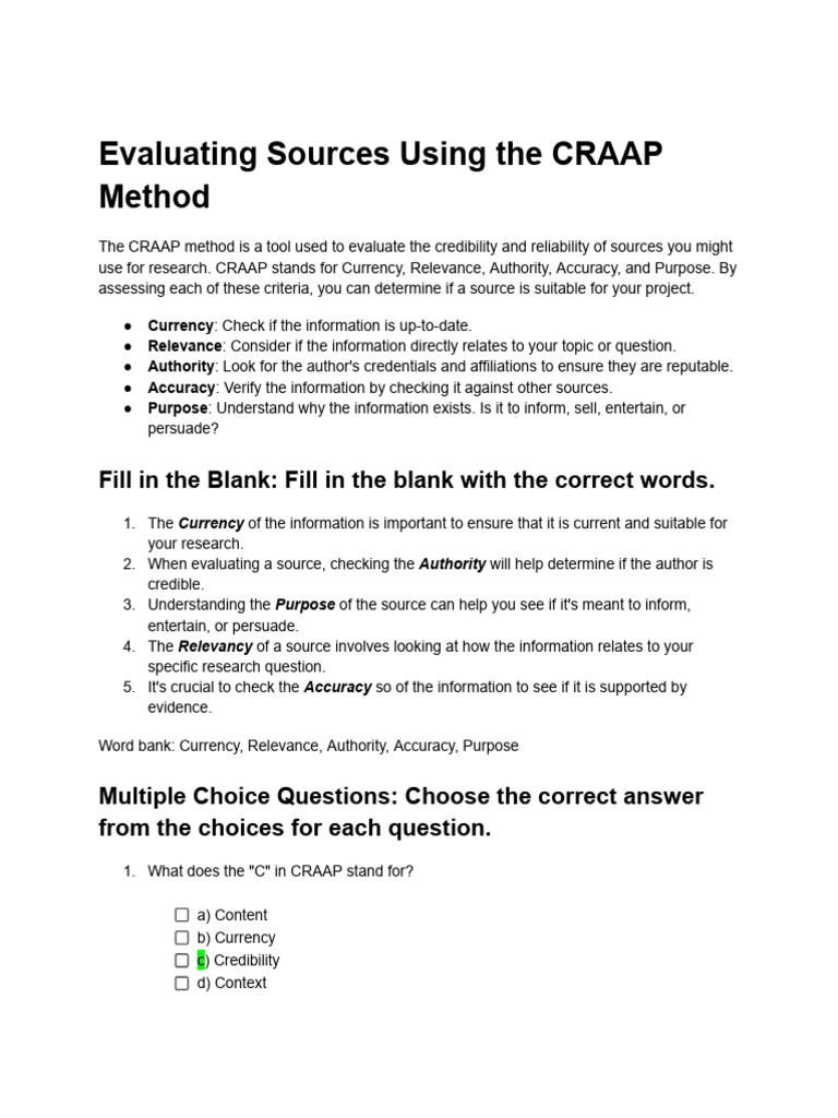 Jhanii Tutt - CRAAP Worksheet | PDF | Information | Cognition