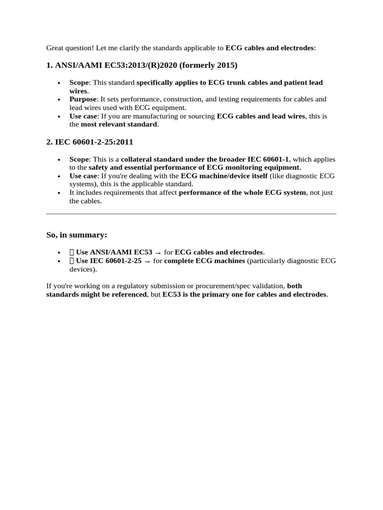 ECG Standards: EC53 & IEC 60601-2-25 | PDF