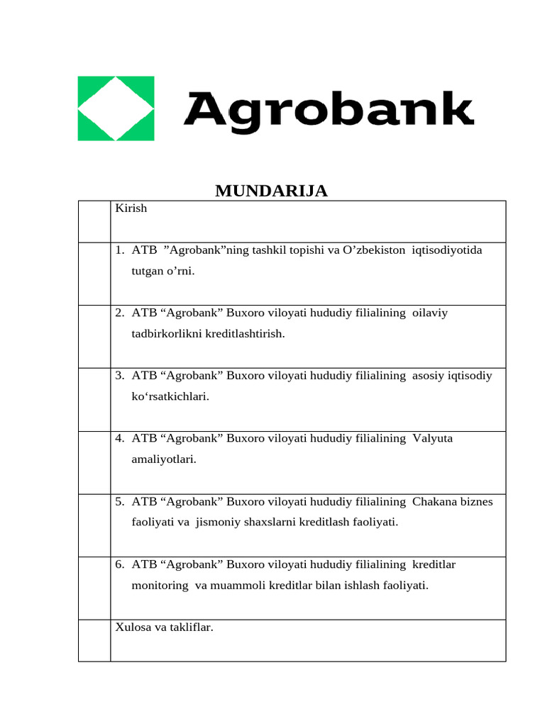 1.ATB "Agrobank Hisobot | PDF