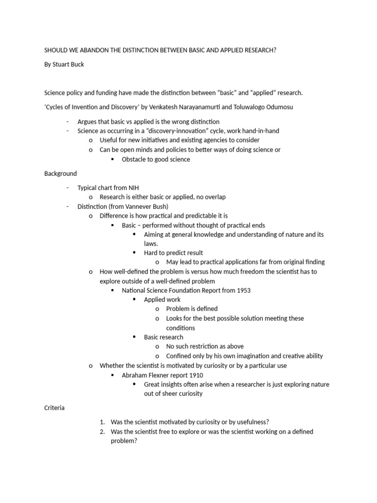 Basic Vs Applied Article Summary | PDF | Science | Knowledge