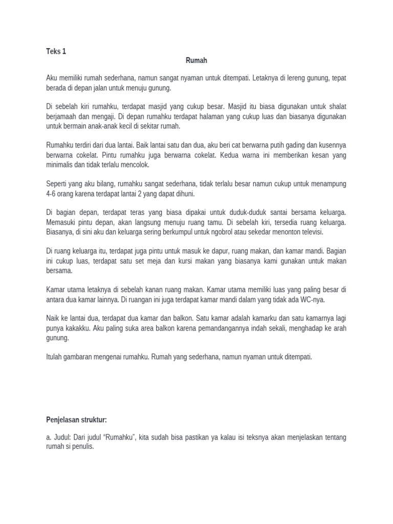 Deskripsi Rumah Sederhana dan Nyaman | PDF
