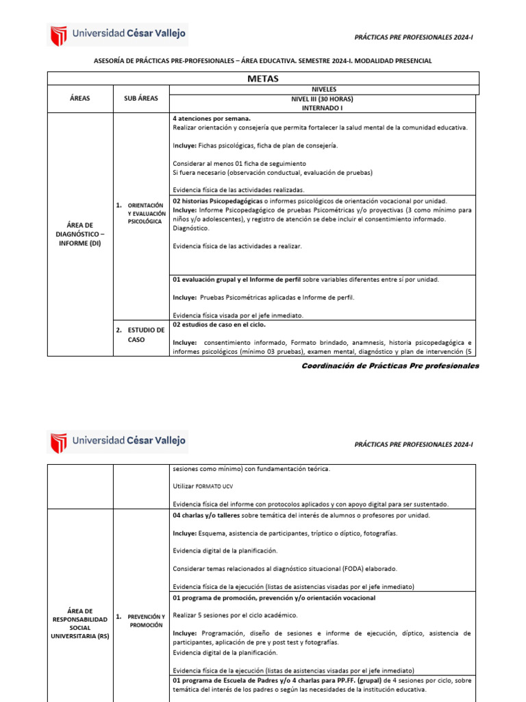 Metas_Área Educativa 2024-I - PP3 | PDF | Sicología