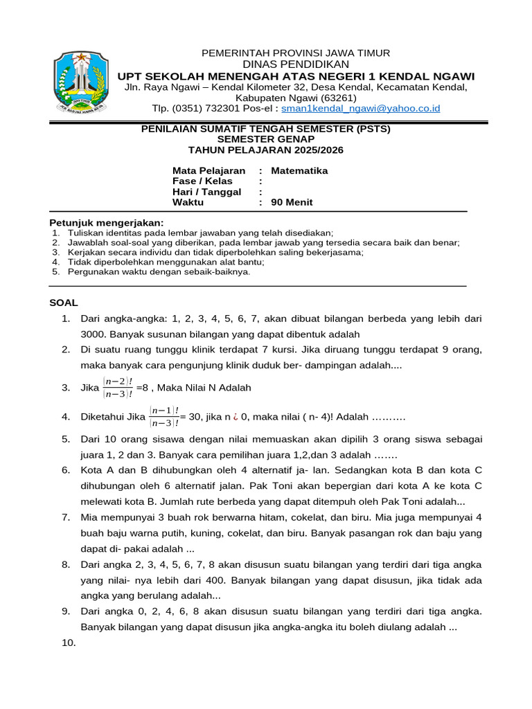 Soal MTK Bu Ririn | PDF