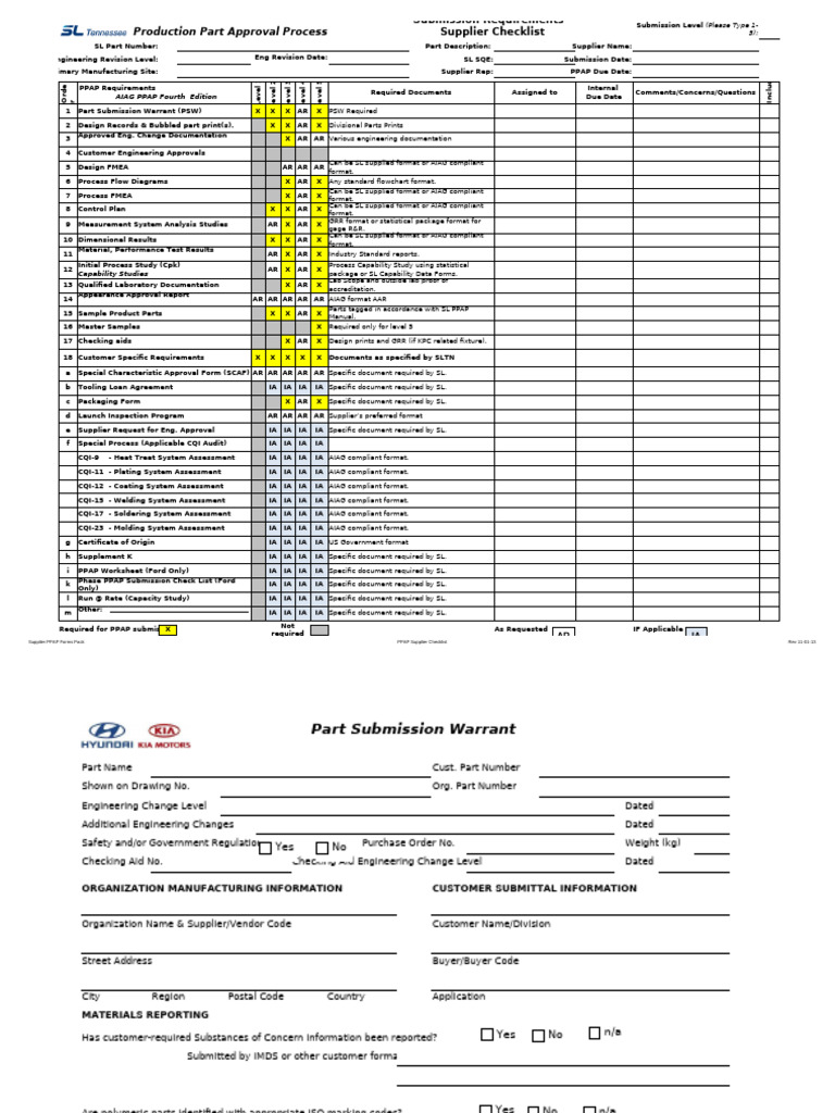 Supplier PPAP Forms Pack 1 | PDF | Quality | Business