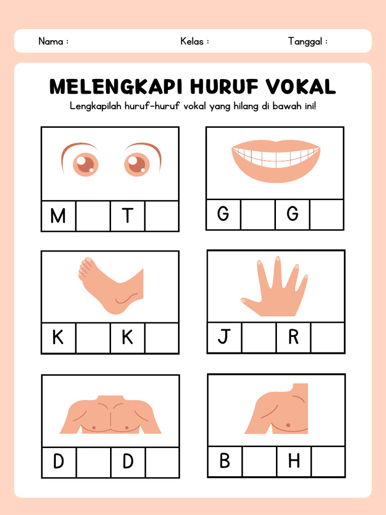 Latihan Melengkapi Huruf Vokal | PDF