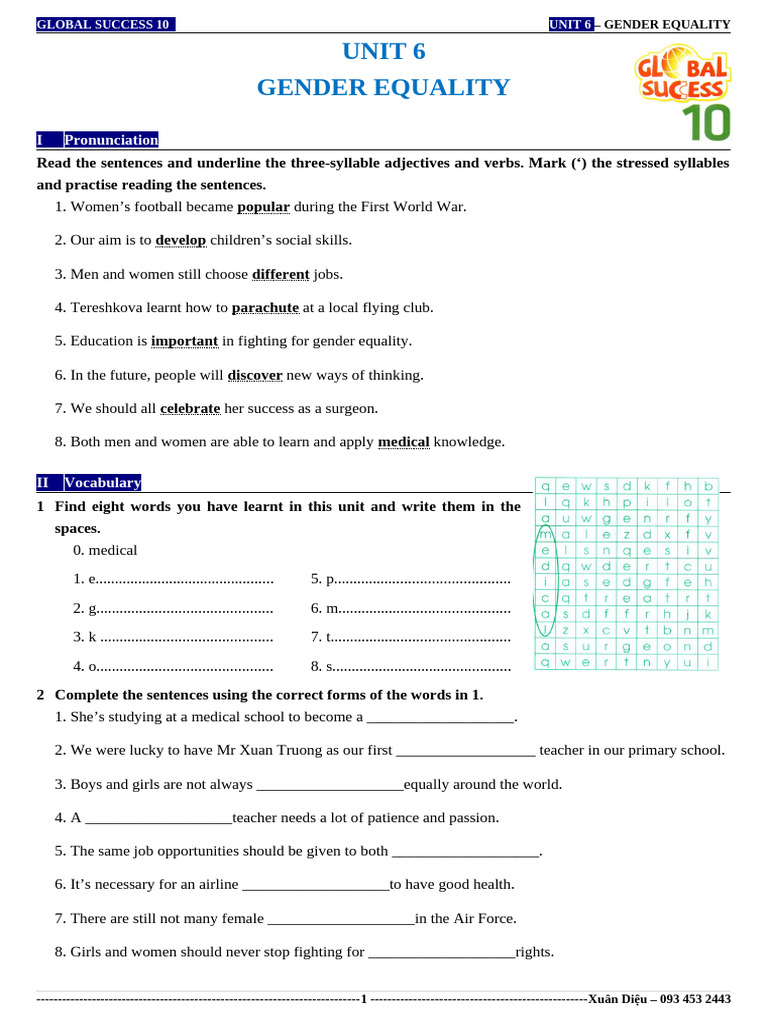 Unit 6 - GENDER EQUALITY - Workbook | PDF