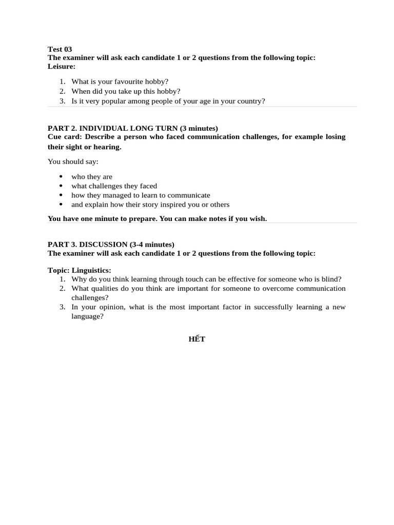 Sample Test 03 04 05 (Check) | PDF | Visual Impairment | Chinese Language