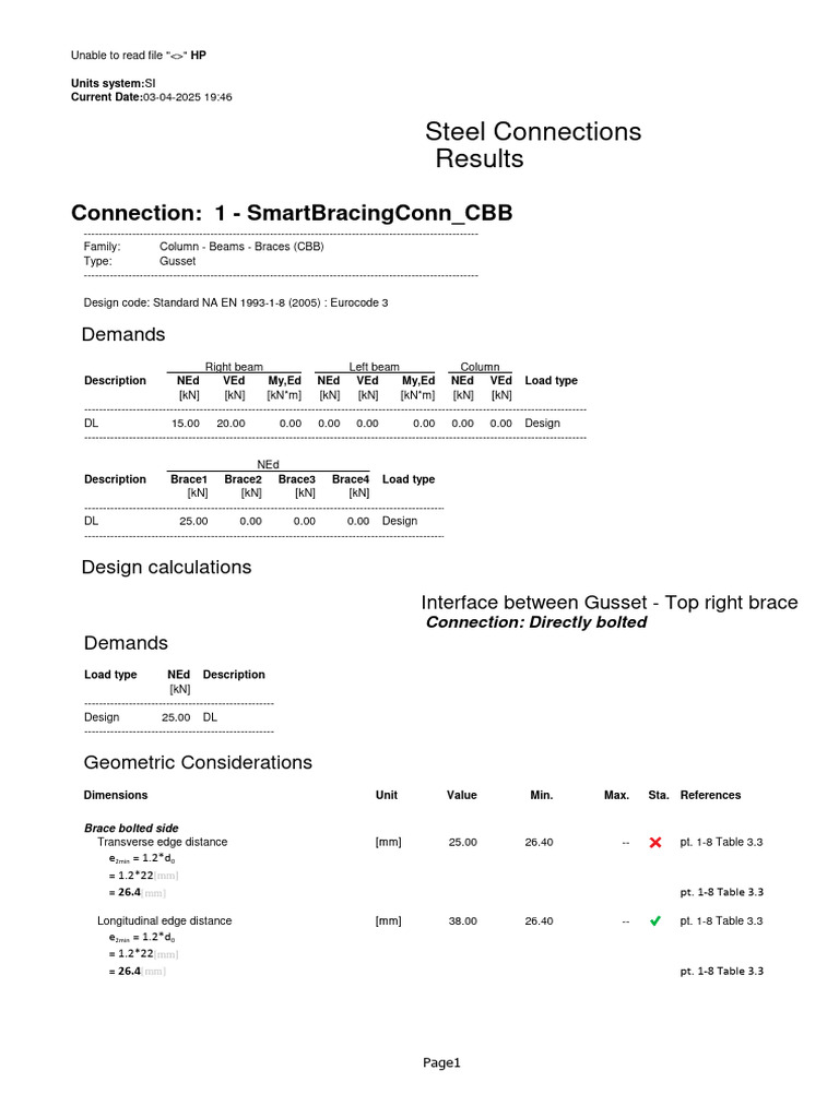 RAM Connection Standalone Report | PDF | Strength Of Materials | Buckling