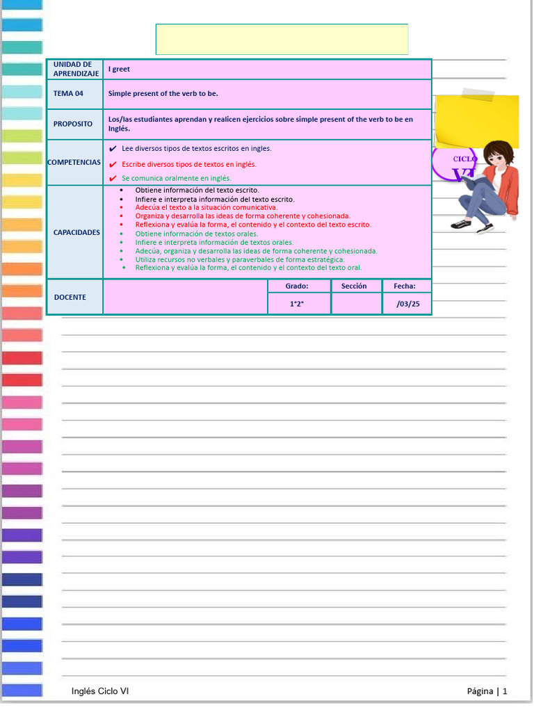 Ficha de Actividad S4 (U1) Ciclo VI (1°2°) - INGLÉS | PDF