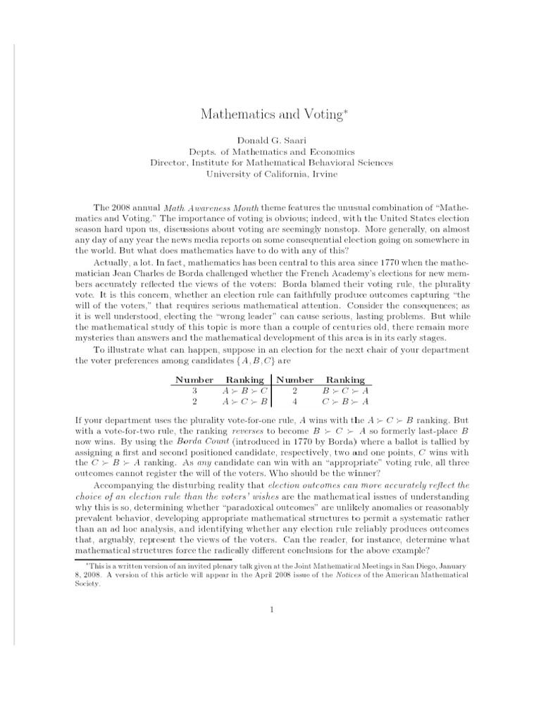 Mathematics and Voting | PDF