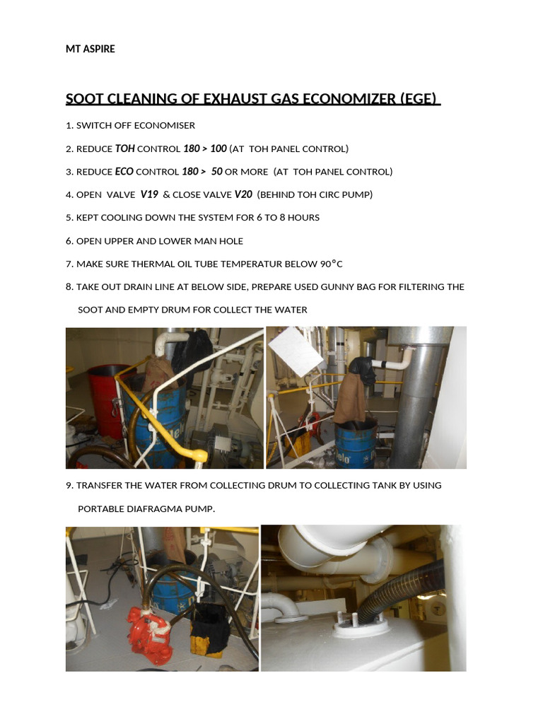 Soot Cleaning Procedure for Economizer | PDF