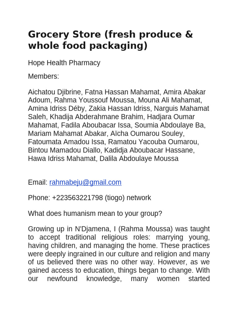 Grocery Store Project for Women's Empowerment | PDF | Food Security ...