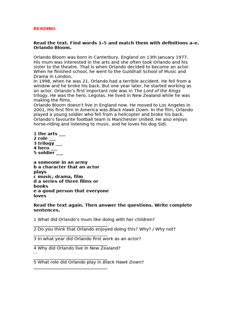 Reading 2nd Eso | PDF