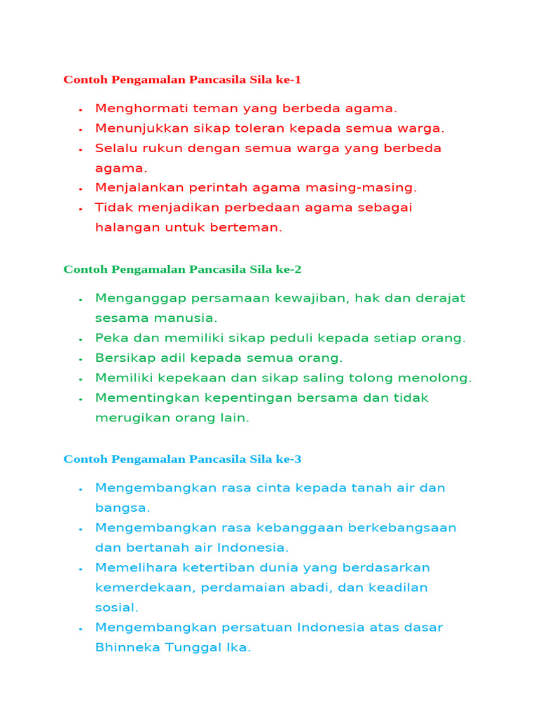 Contoh Pengamalan Pancasila Sila Ke | PDF
