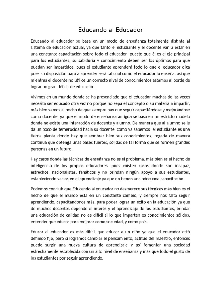 Educando Al Educador | PDF | Enseñando | Maestros