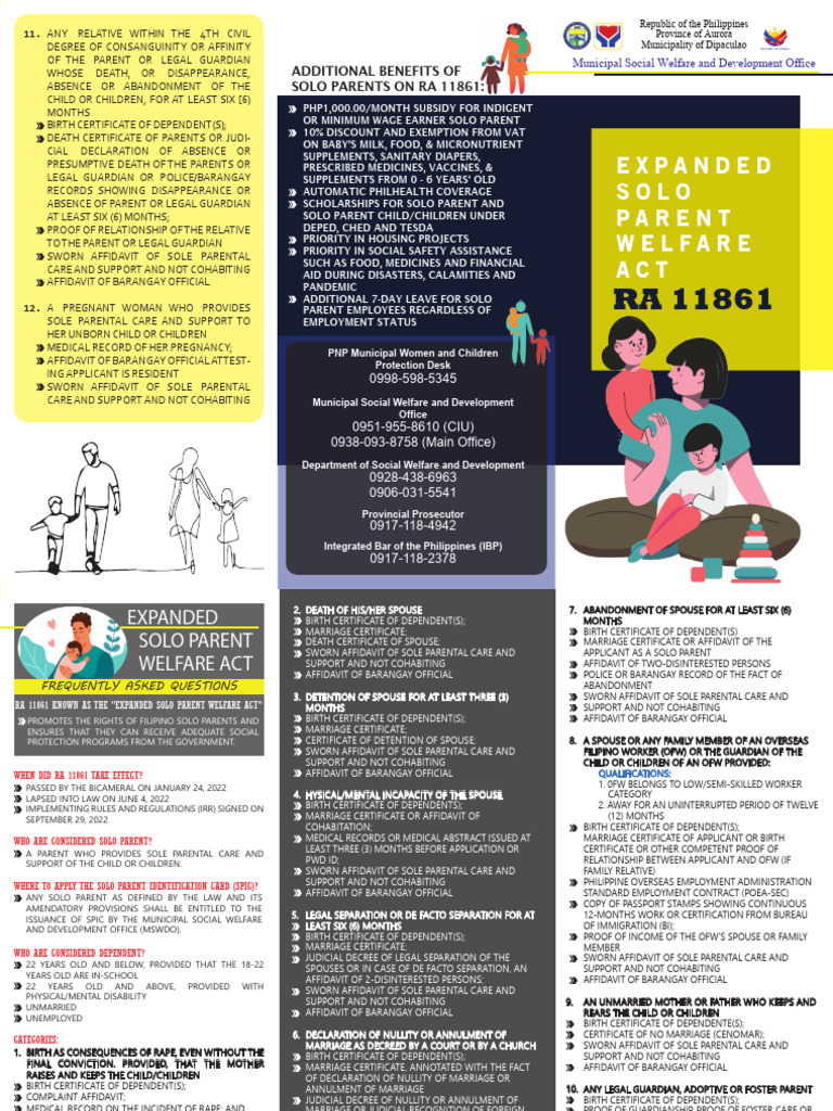 Expanded Solo Parent Welfare Act RA 11861 | PDF | Birth Certificate ...