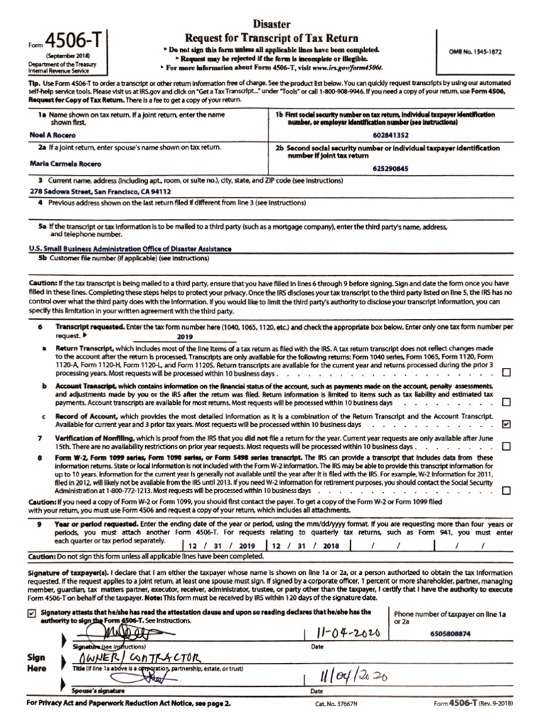 form 4506T | PDF