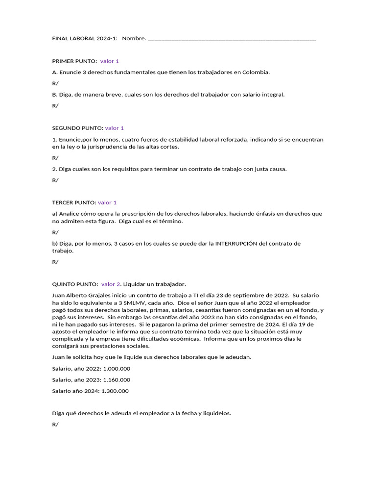 Final Laboral 2024 | PDF