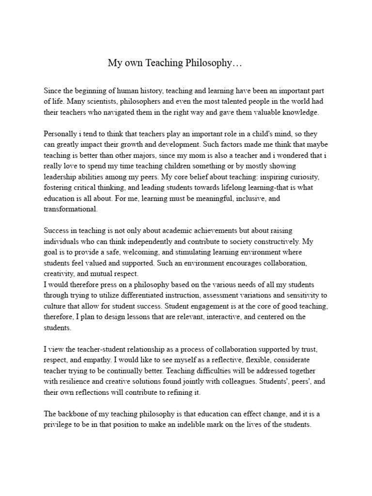 My Teaching Philosophy for Student Growth | PDF