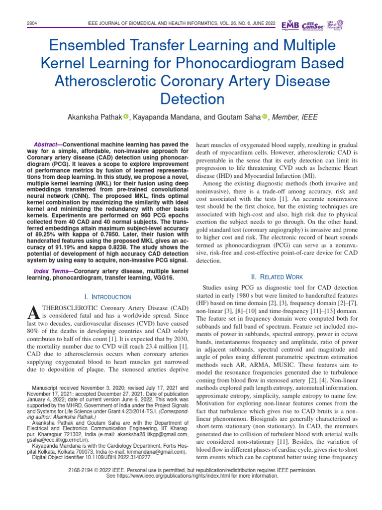 Ensembled Transfer Learning and Multiple Kernel Learning For Phonocardiogram Based ...