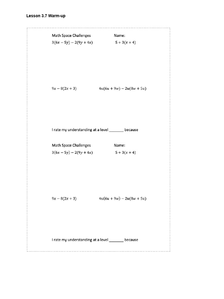 Warm up more complex equations Gr 7 | PDF