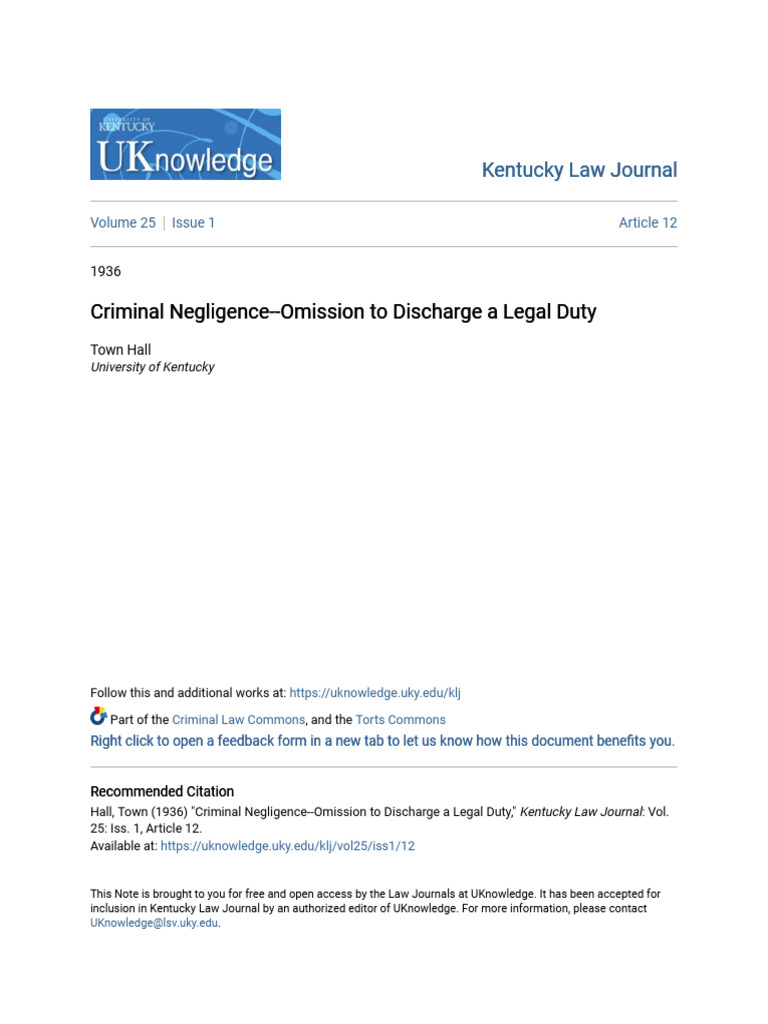Criminal Negligence - Omission To Discharge A Legal Duty | PDF ...