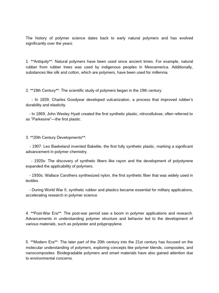 History of Polymer Science | PDF | Polymers | Macromolecules