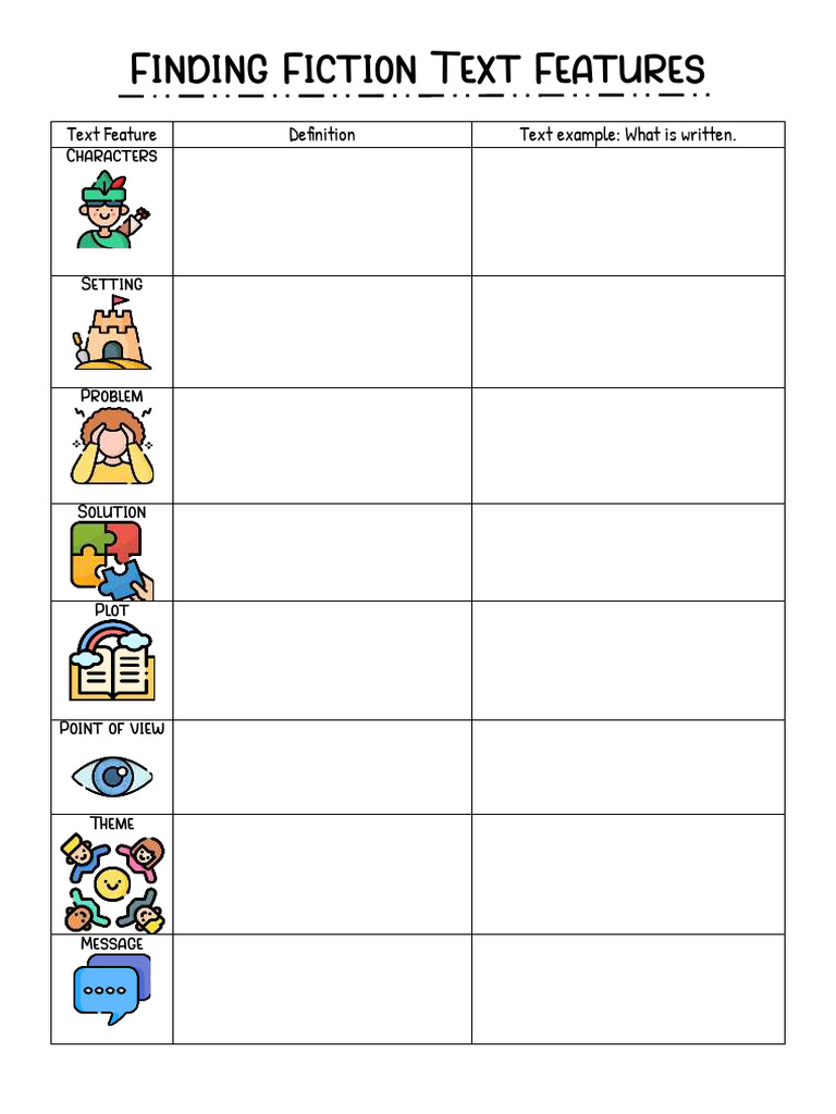 Finding Fiction Text Features | PDF