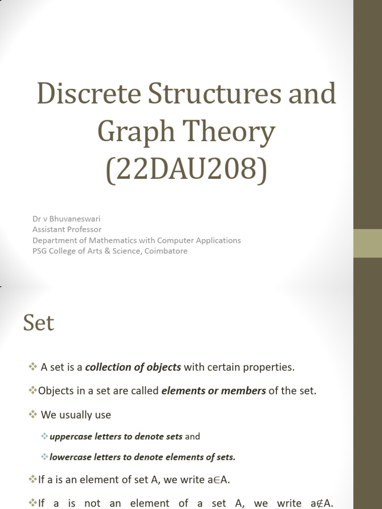Discrete Structures: Set Theory Basics | PDF | Set (Mathematics ...