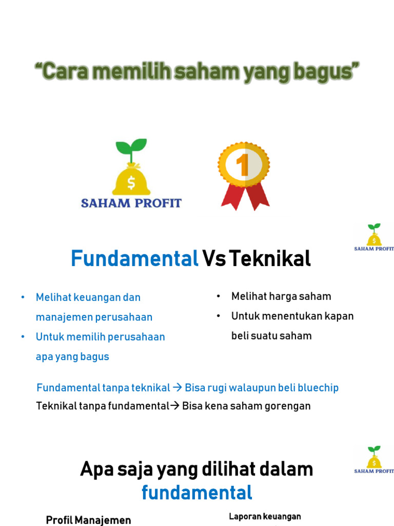 Cara Memilih Saham Yang Bagus Dengan Analisa Fundamental | PDF