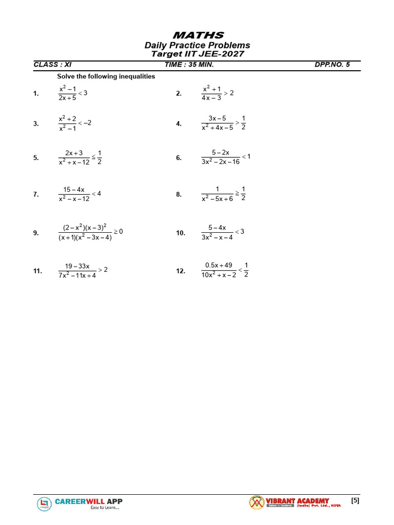 Maths XI DPP-5 | PDF