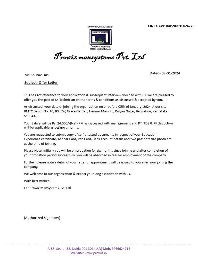 Sourav r2 PROWIZ JOINING LATER-1 | PDF