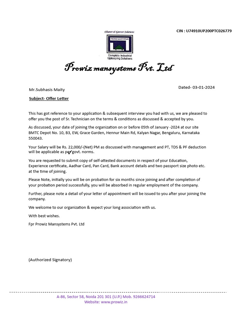 subhasis PROWIZ JOINING LATER-1 | PDF