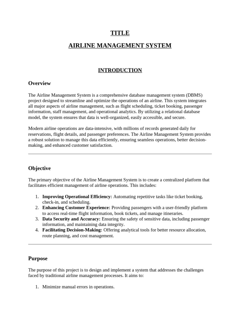 Airline Management System | PDF | Databases | Airlines
