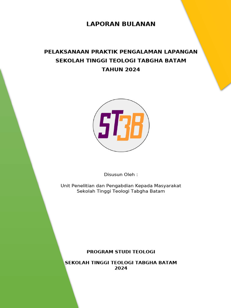 Contoh Format Laporan Bulanan PPL 2024 | PDF