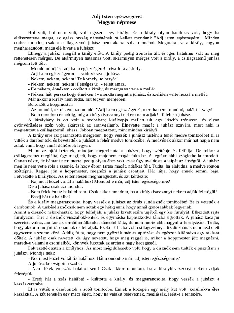 Adj Isten egÃ©szsÃ©gÃ©re | PDF
