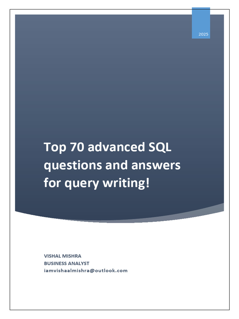 Top 70 Advanced SQL Questions & Answers | PDF | Programming Paradigms ...